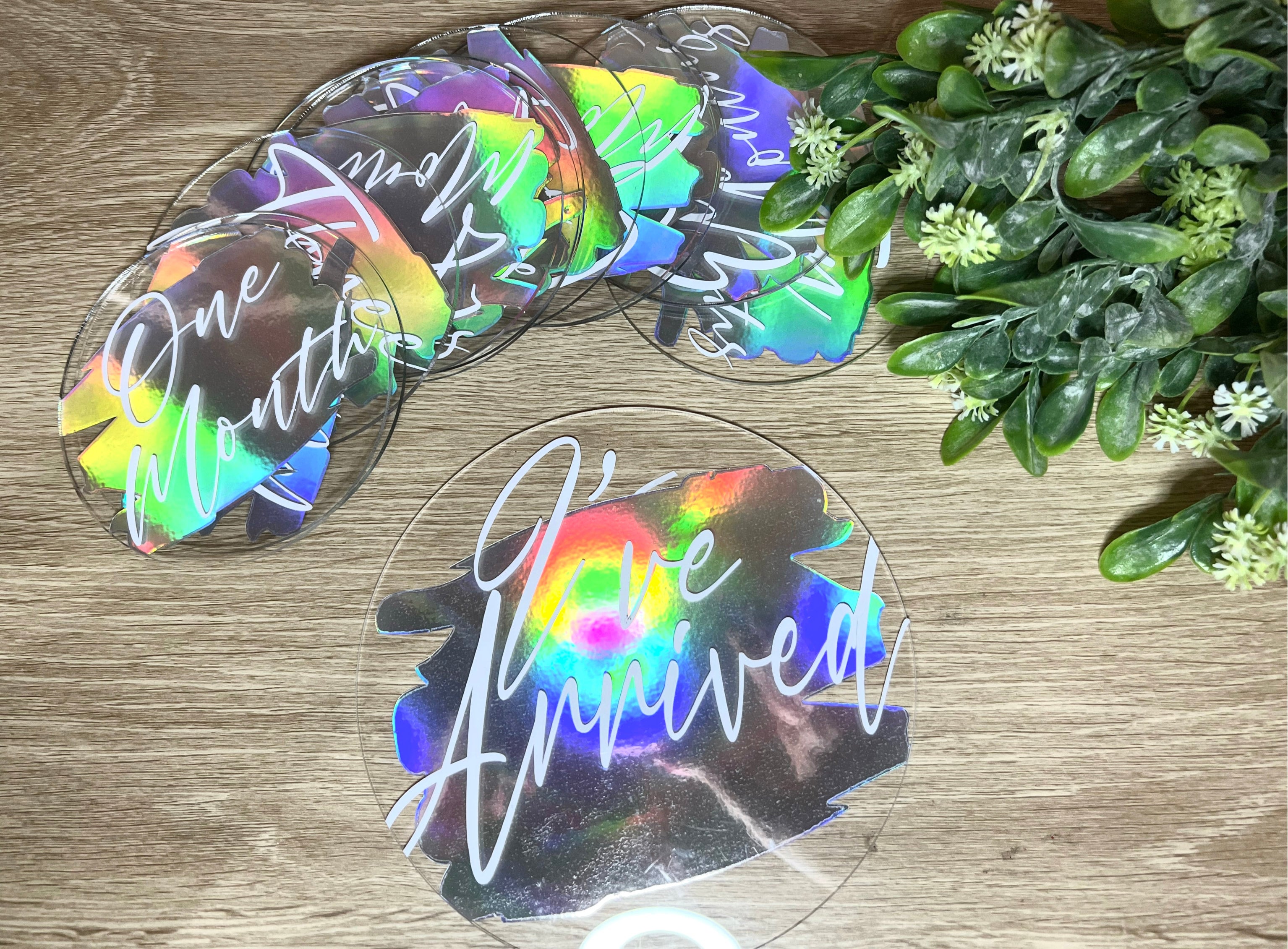 Holographic milestone disc set | Krafty Kreationz